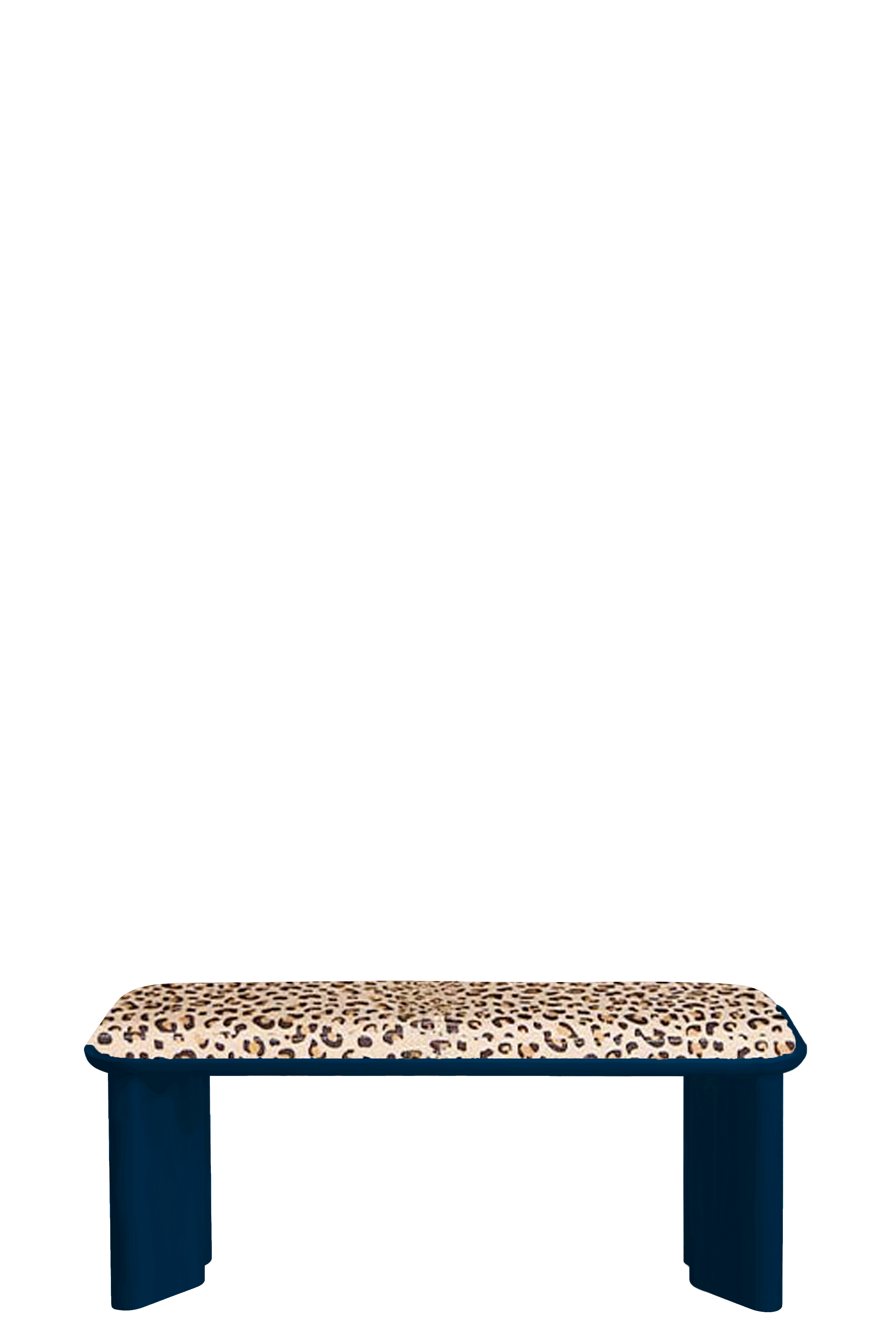 LAZARE BENCH LACQUERED BLUE LEOPARD